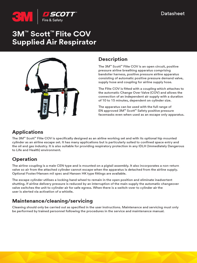 3M Scott Flite Cov Datasheet FV ForOfficeUse R2 | PDF | Valve | Equipment