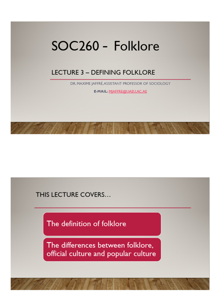 Lecture 3 - Defining Folklore | PDF | Folklore | Traditions