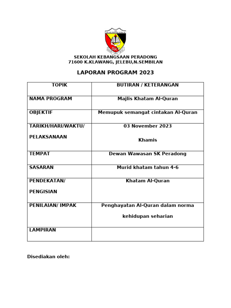 Laporan KHATAM | PDF
