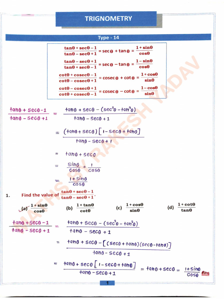 Trigonometry Notes 01-05 | PDF