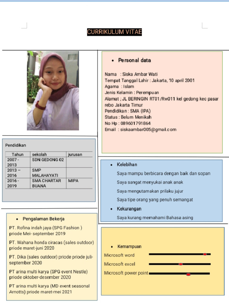 CV Siska (Terbaru) | PDF