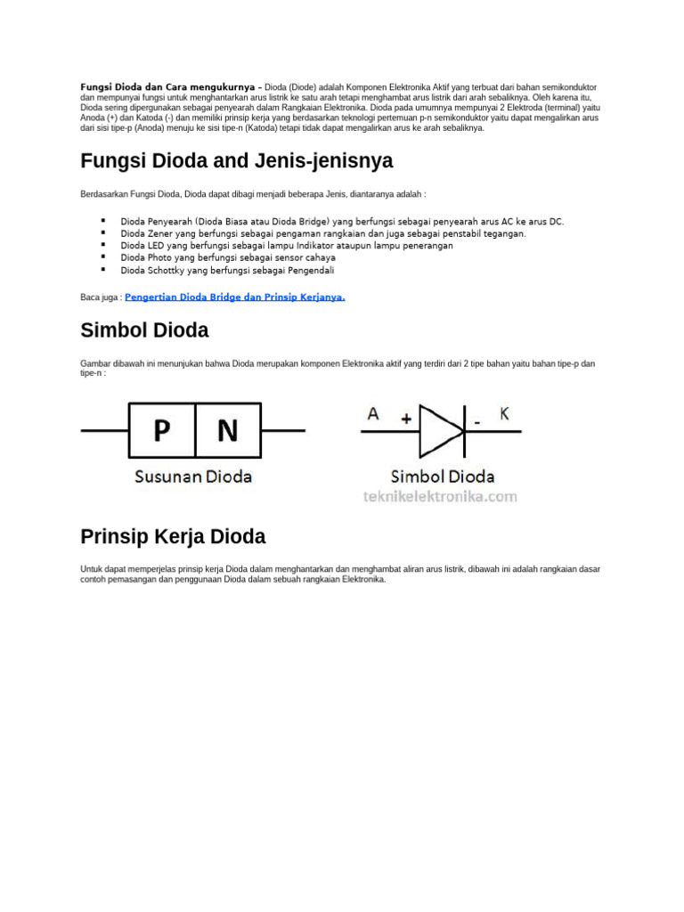 Fungsi Dioda Dan Cara Mengukurnya | PDF