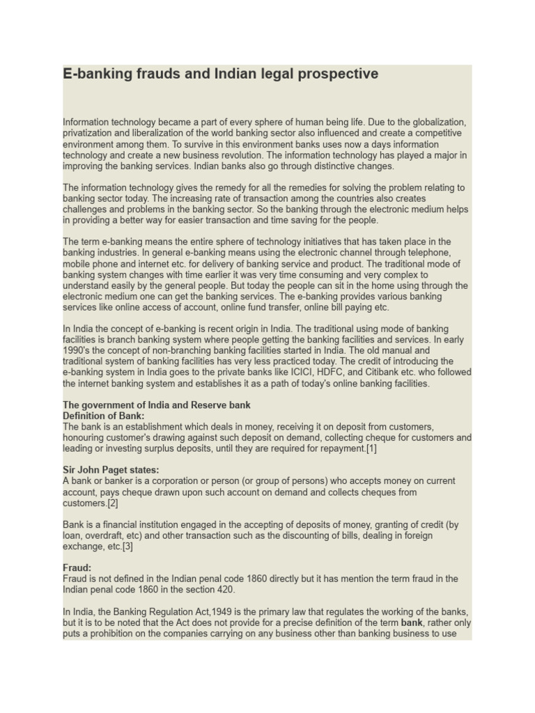 E - Banking Frauds | PDF | Fraud | Banks