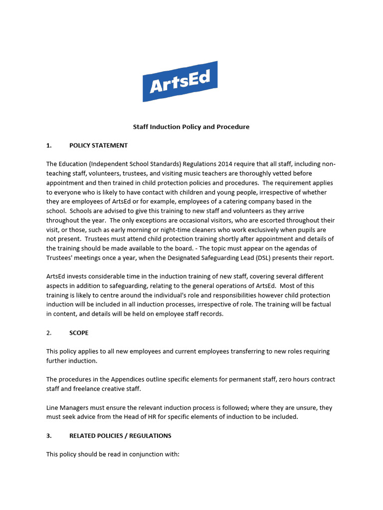 Staff Induction Policy and Procedure | PDF | Occupational Safety And Health