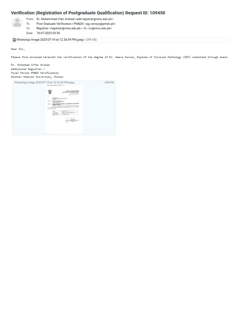 Dr. Amara Verification | PDF