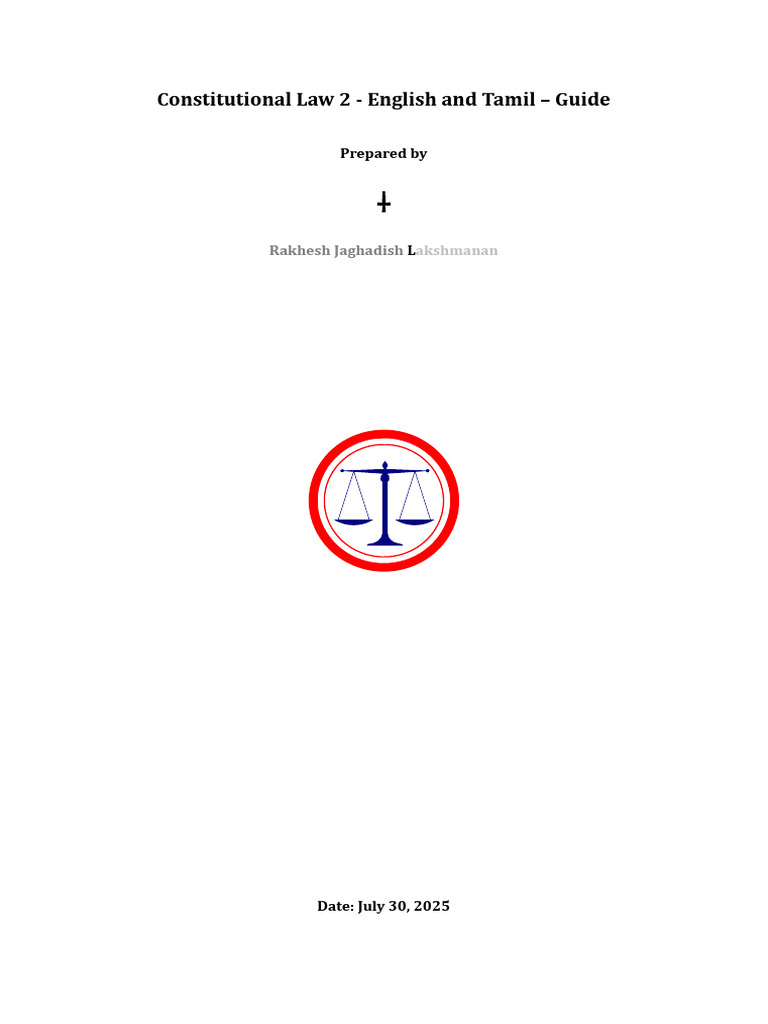 Constitutional Law 2 - English and Tamil - Guide | PDF