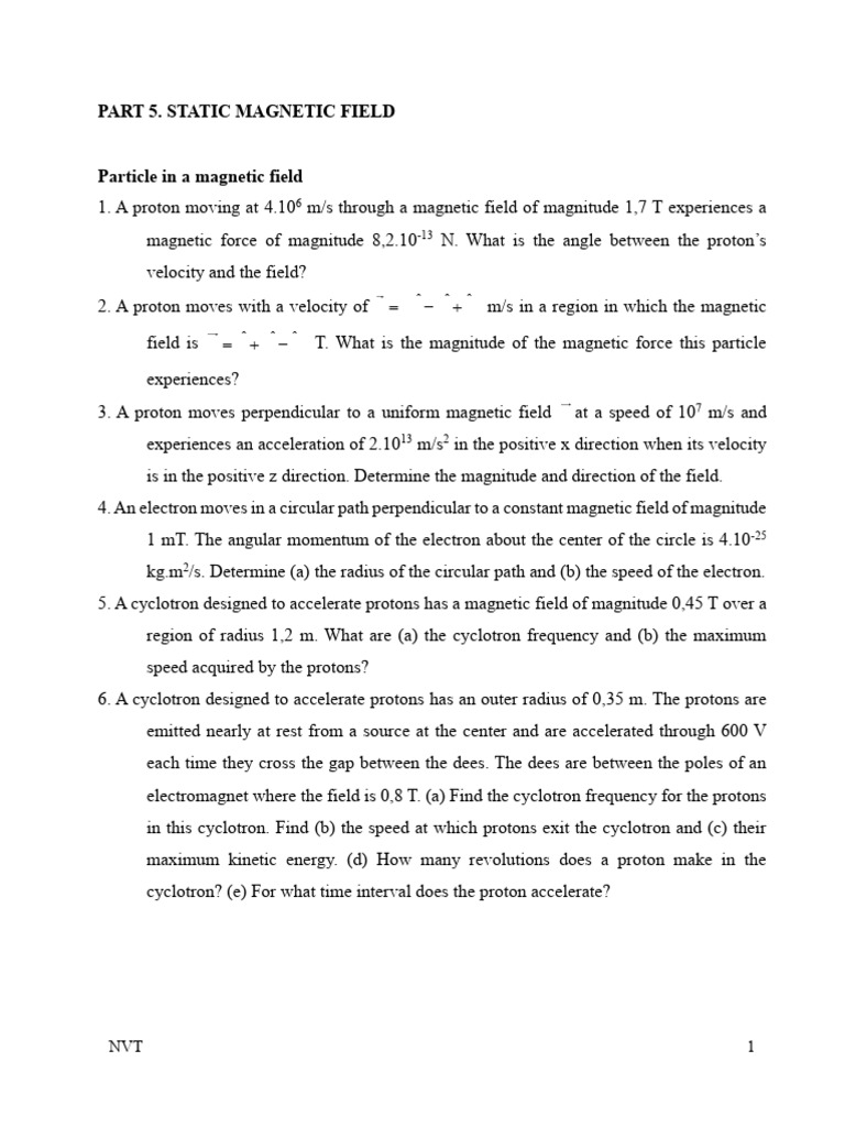 Part 5 - Static Magnetic Field | PDF | Magnetic Field | Acceleration