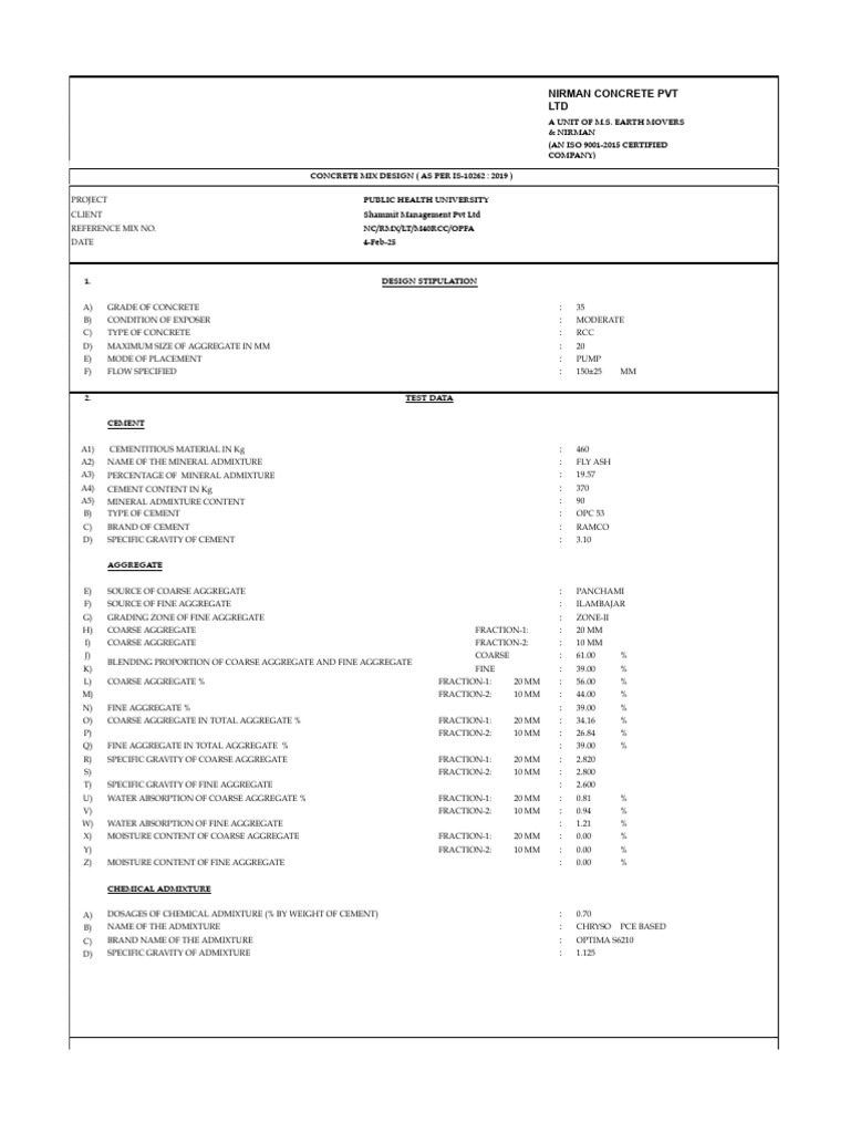 Concrete Mix Design M35 for RCC | PDF | Concrete | Construction Aggregate