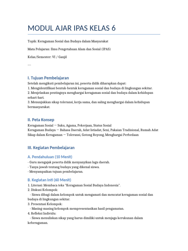 Modul IPAS Kelas 6 Keragaman | PDF