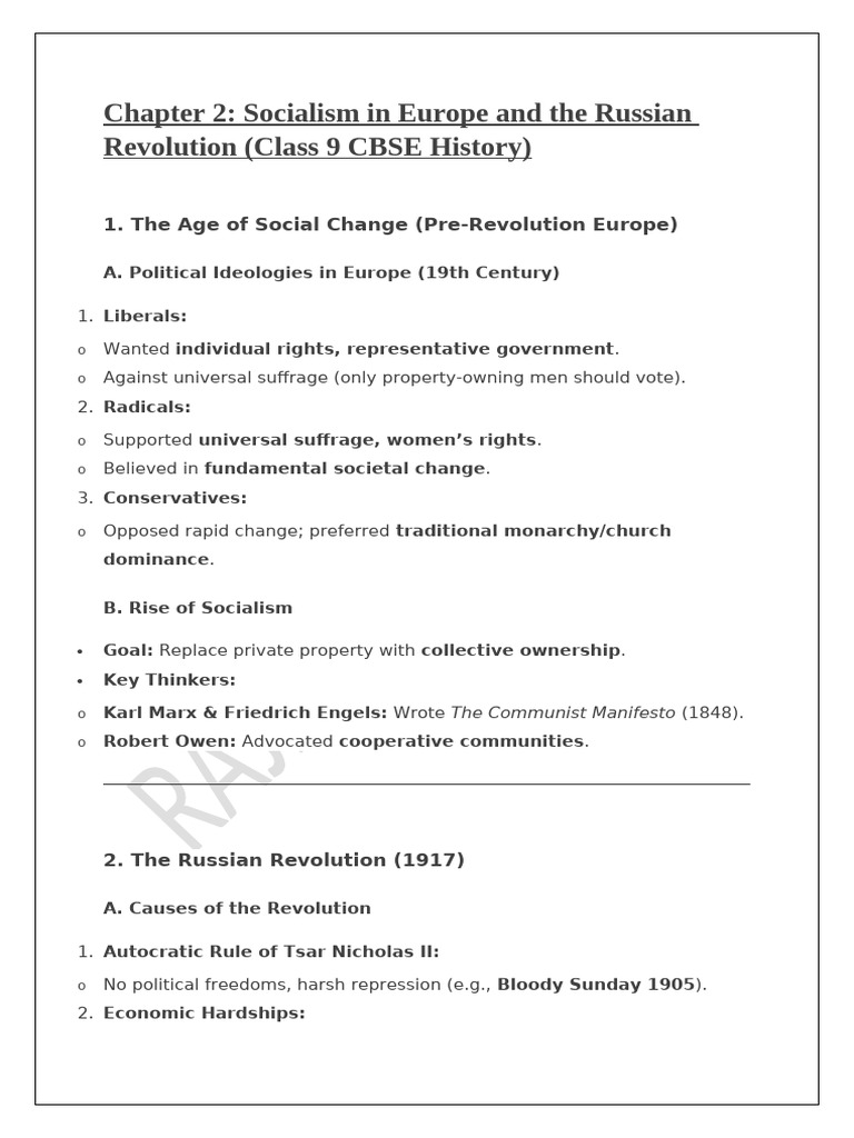 Chapter 2 Socialism in Europe and The Russian Revolution | PDF ...
