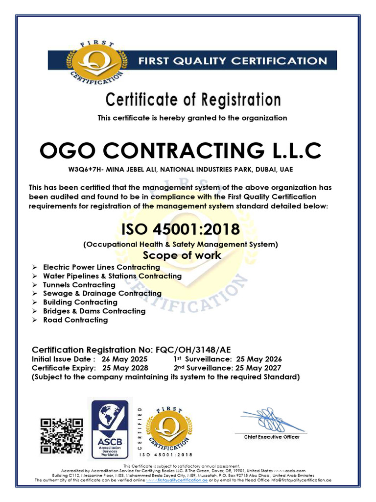 Ogo Contracting L.L.C FQC Oh 3148 Ae | PDF