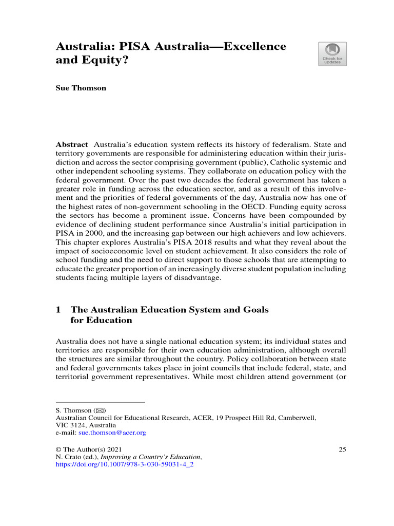 PISA 2018 Results: Australia’s Education Equity | PDF | Programme For ...