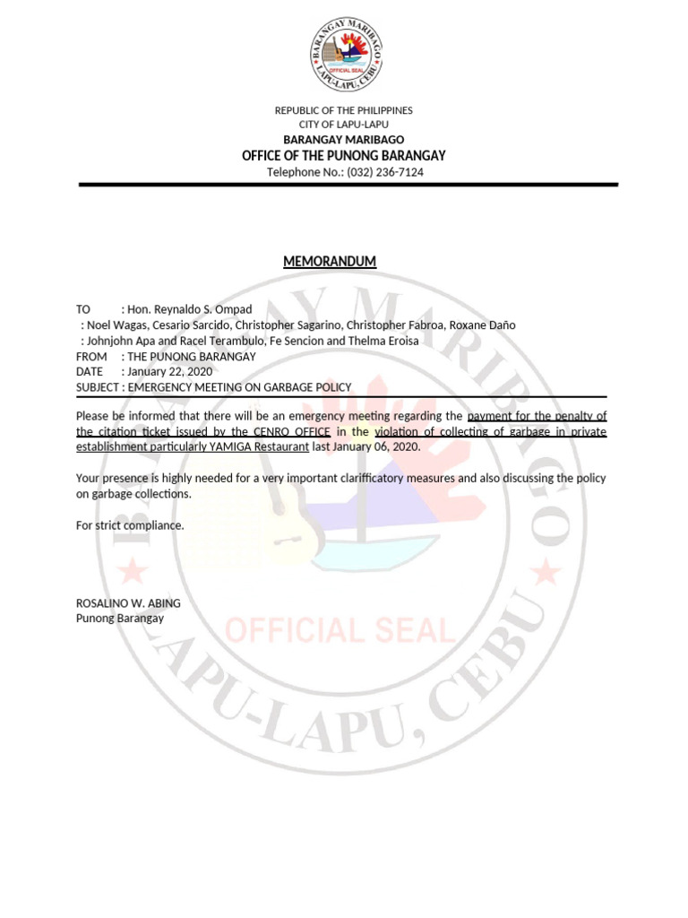 Clean-Up Drive Kabatuan 123 | PDF