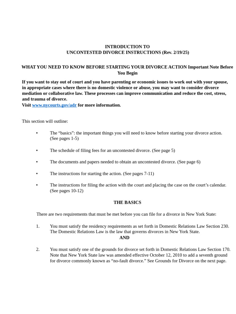 Uncontested Divorce Guide for NY Residents | PDF | Service Of Process ...