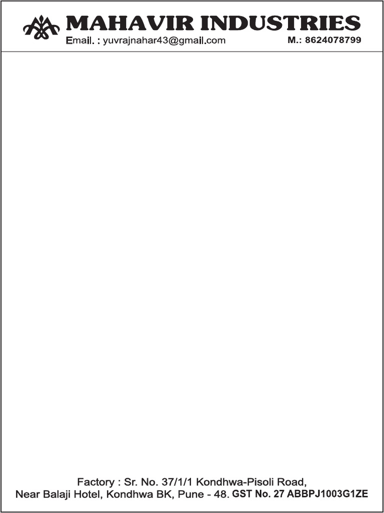 Mahavir Industries Letter Head | PDF