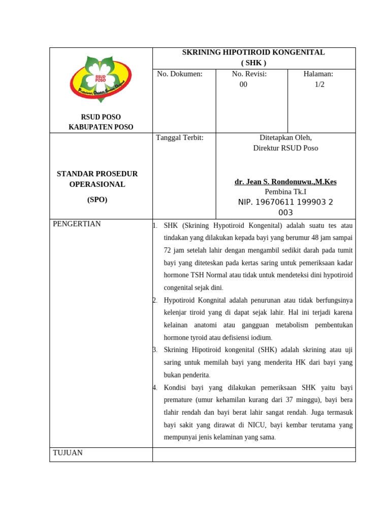 2025 Spo Shk Rsud Poso | PDF
