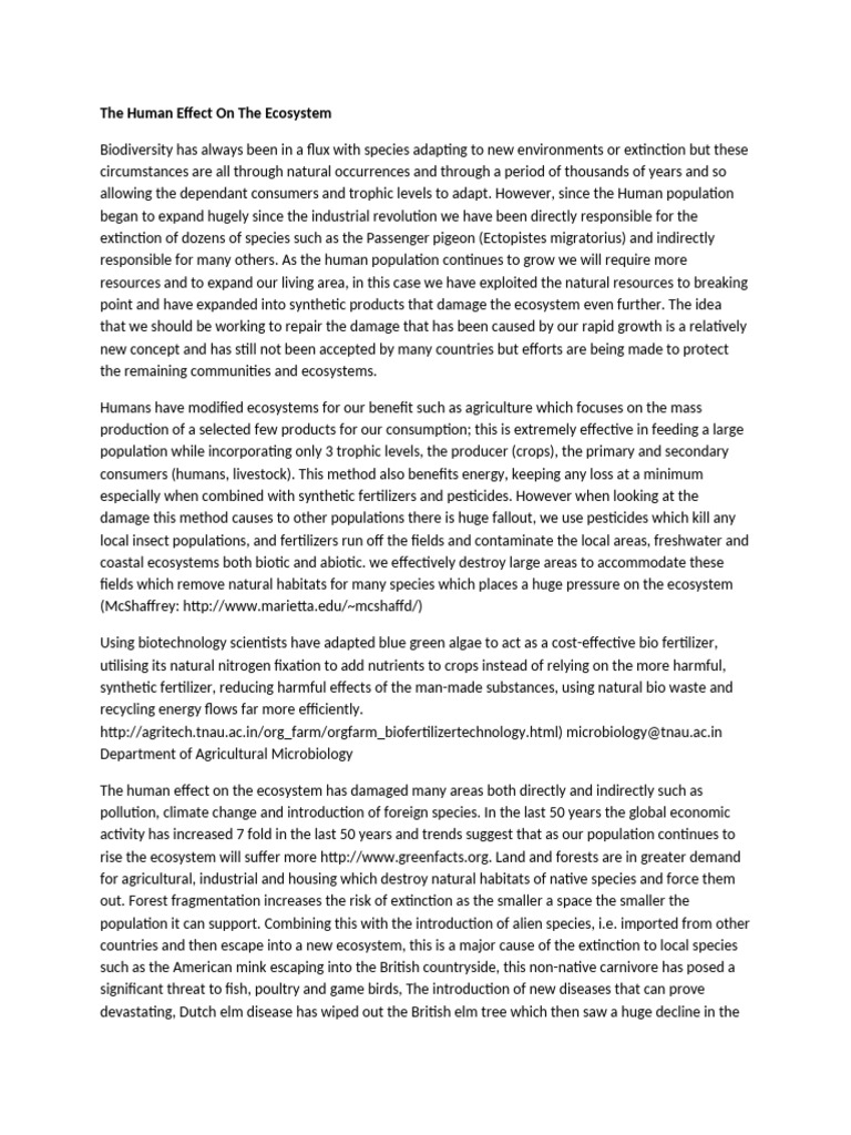 Human Impact on Ecosystem Health | PDF | Ecosystem | Biodiversity