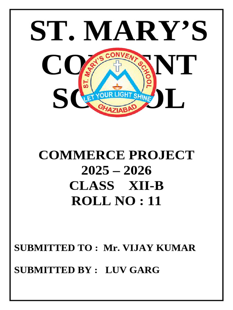 Class XII-B Commerce Project 2025-26 | PDF