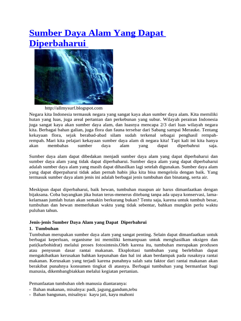 Sumber Daya Alam Yang Dapat Diperbaharui | PDF