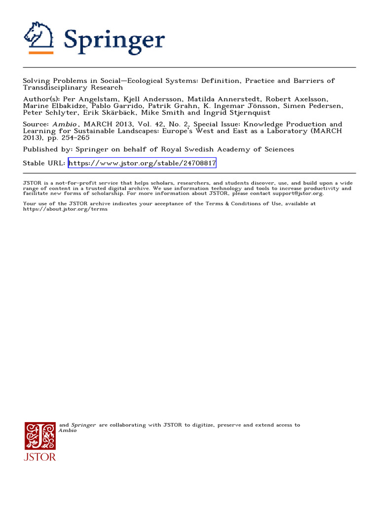 Definition, Practice and Barriers of Transdisciplinary Research | PDF ...