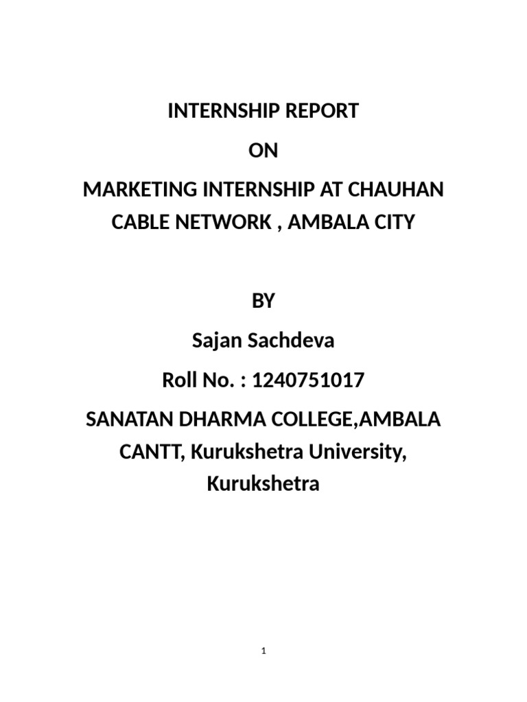 Marketing Internship Report at Chauhan Cable | PDF | Knowledge | Marketing
