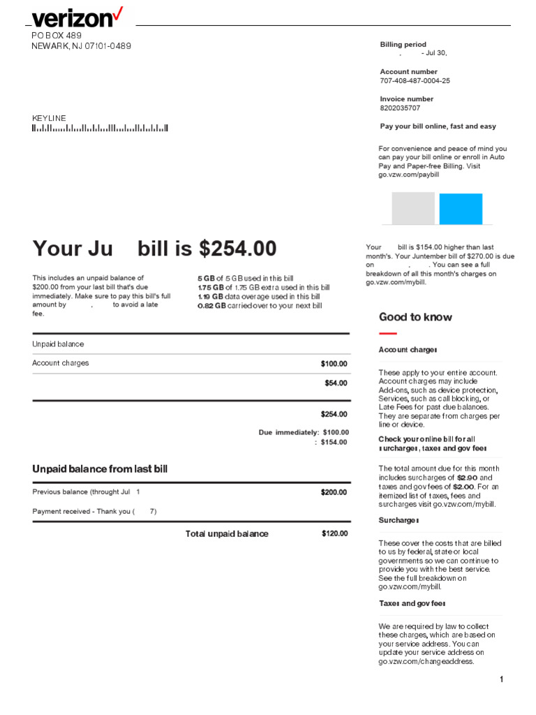 Christopher Rudd Verizon Bill | PDF | Fee | Debit Card