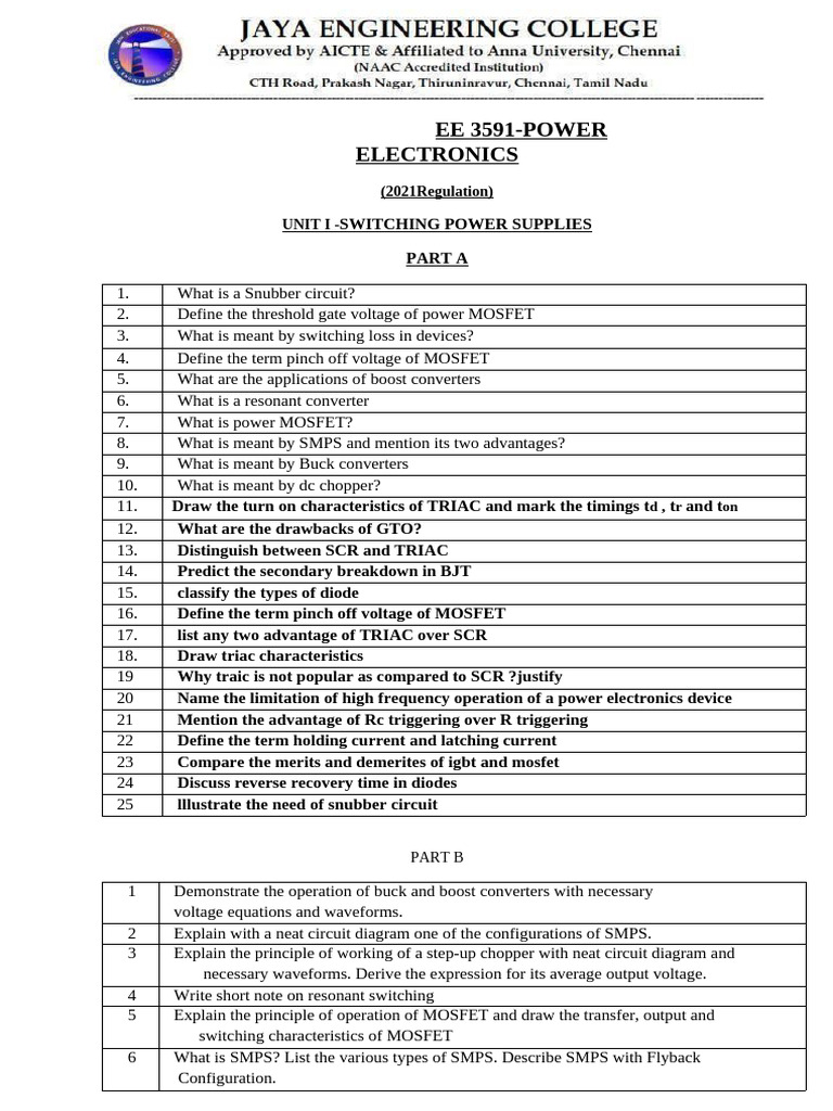 EE3591 Power Electronics Important Q&A | PDF | Power Inverter | Rectifier