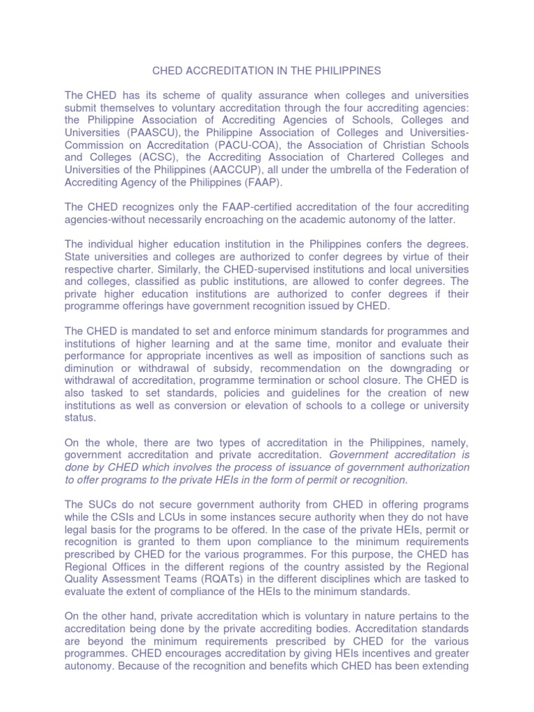 Ched Accreditation in The Philippines.67223608 | PDF | Students ...