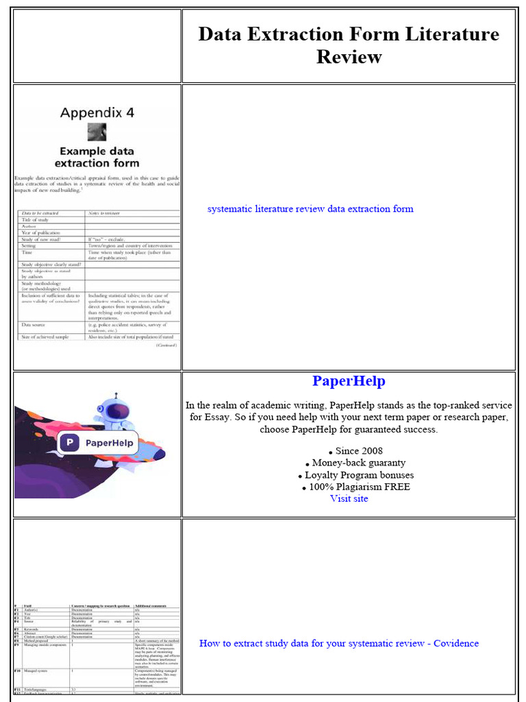 Data Extraction Form Literature Review | PDF | Systematic Review | Data