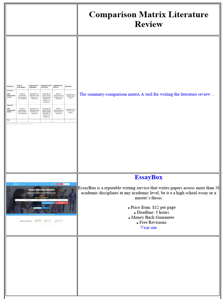 Comparison Matrix Literature Review | PDF | Systematic Review | Inventory