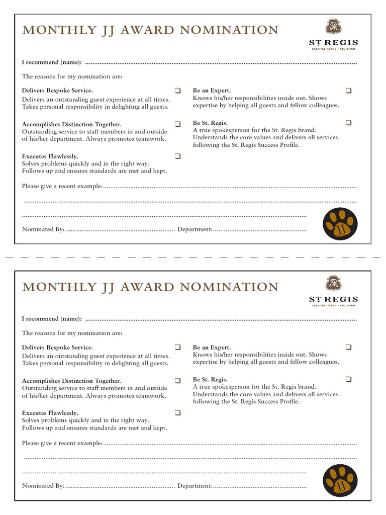 JJ Nomination Form - Staff | PDF
