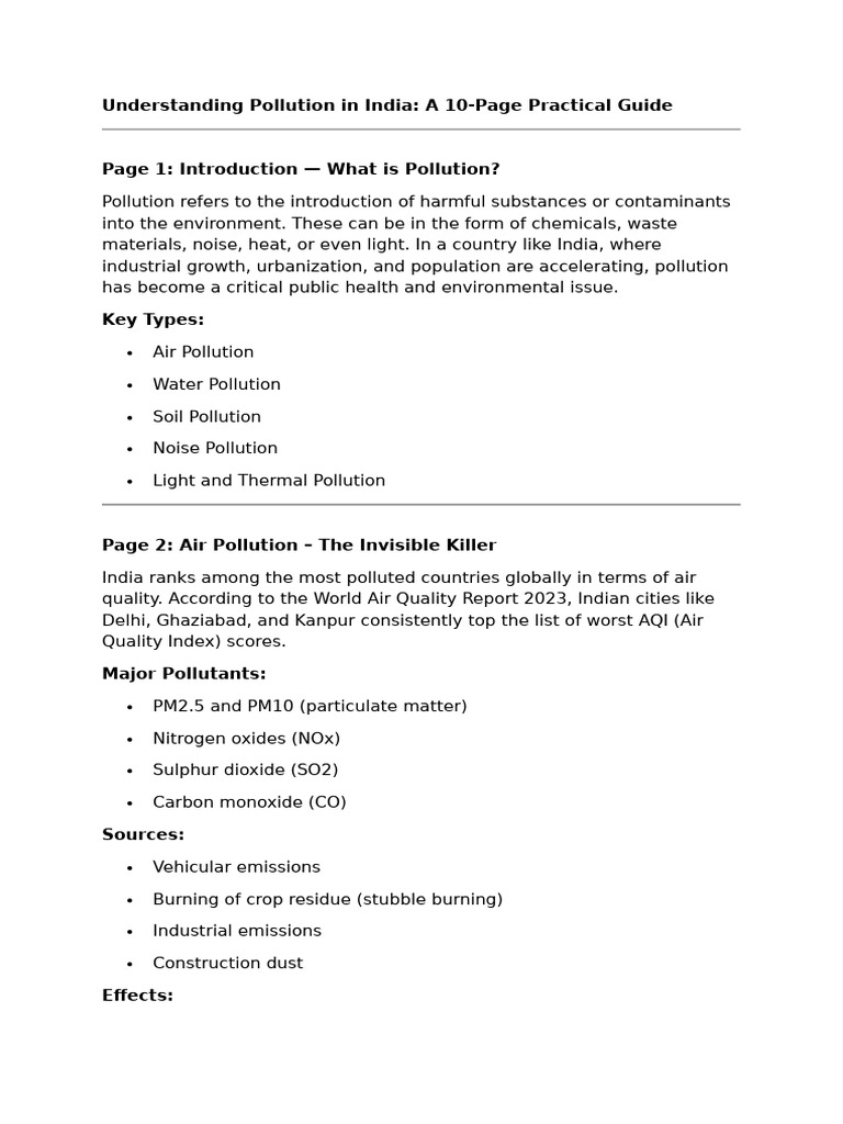 Understanding Pollution in India | PDF | Pollution | Air Pollution