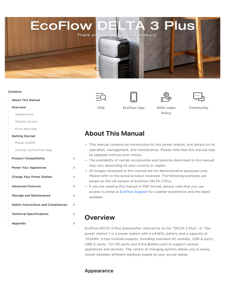 EcoFlow Delta 3 Plus User Manual | PDF | Battery Charger | Usb