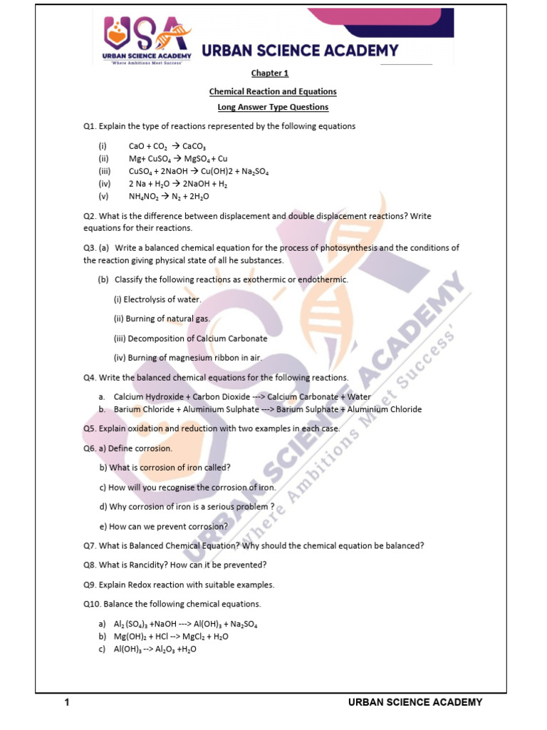 Class 10 Chemical Reactions Guide | PDF | Redox | Chemical Reactions