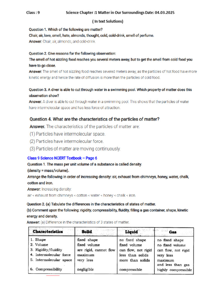 Class 9 Chapter 1 Intext Solutions | PDF