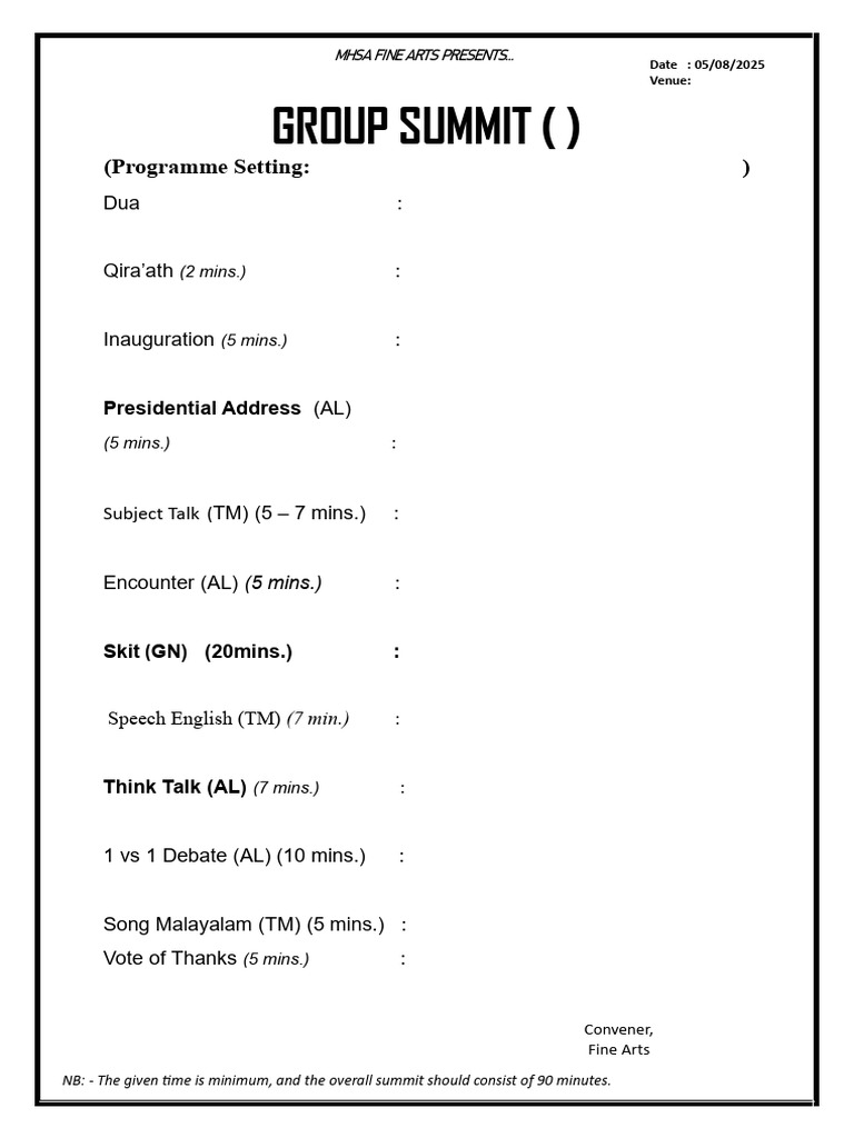 Fine Arts Group Summit Agenda 2025 | PDF