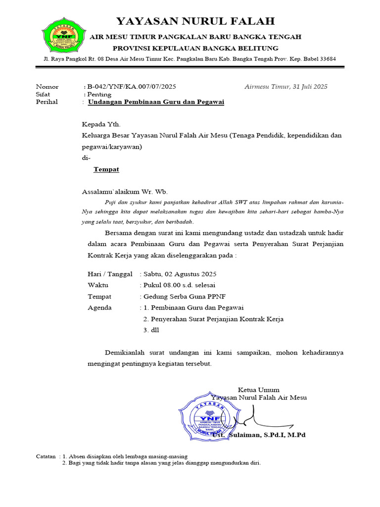 Surat Undangan Pembinaan | PDF