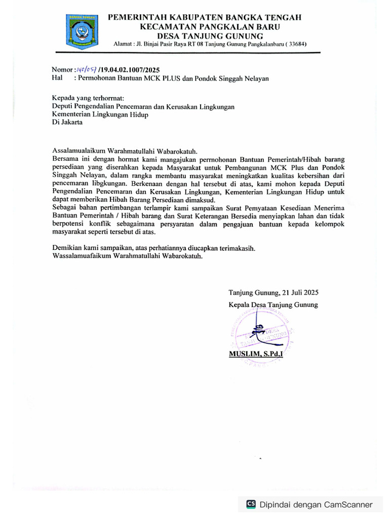 Permohonan MCK Plus Dan Pondok Singgah Nelayan | PDF