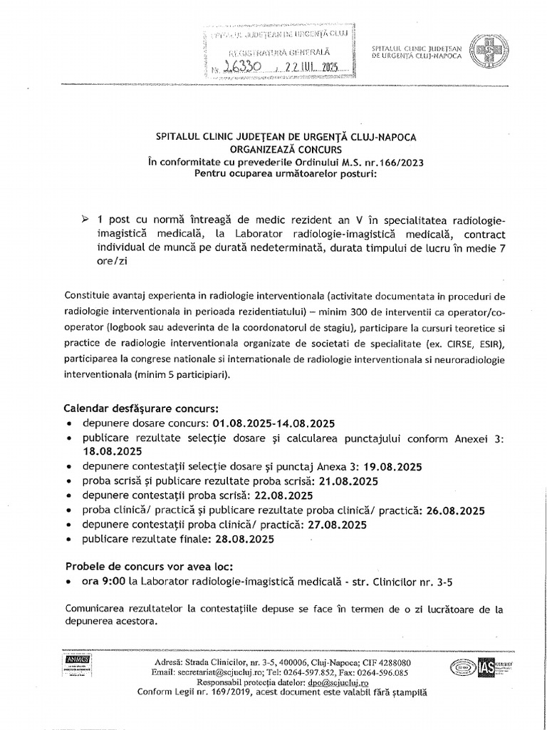 Anunt Concurs Medic LRIM | PDF