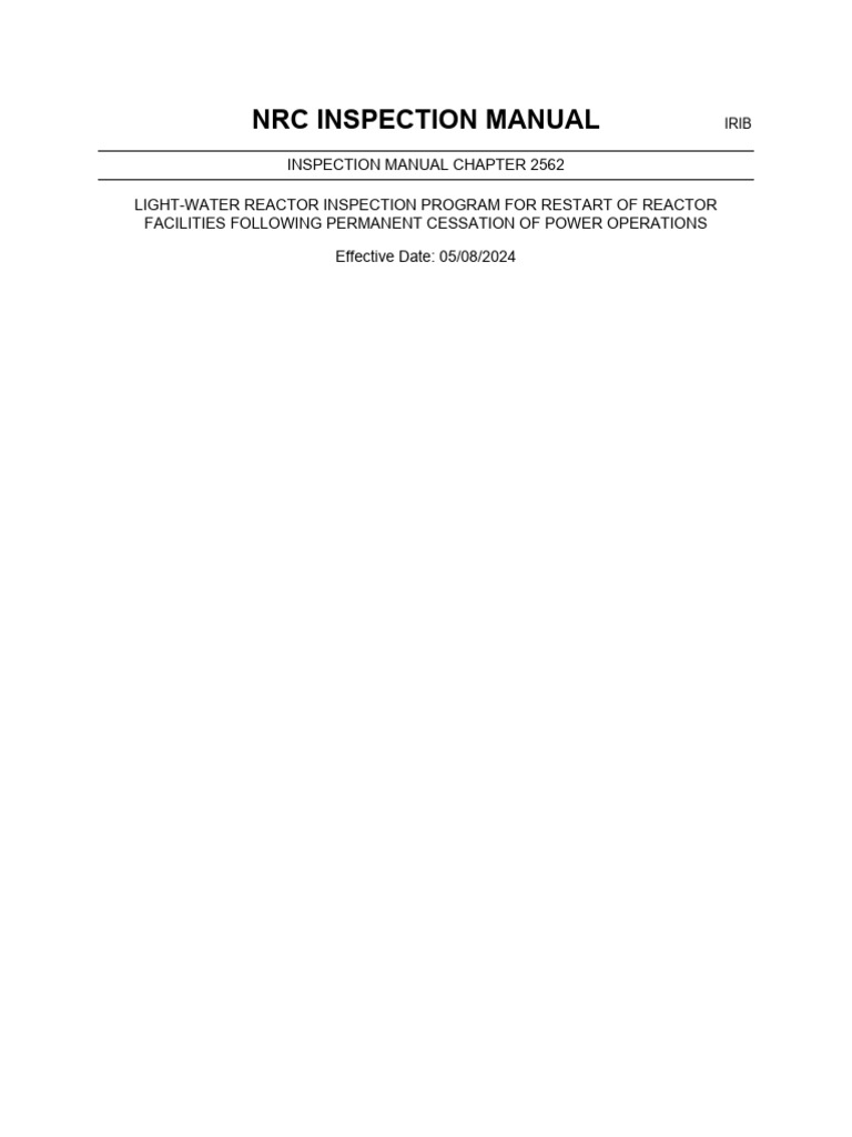 NRC Inspection Manual | PDF | Nuclear Regulatory Commission | Radiation ...