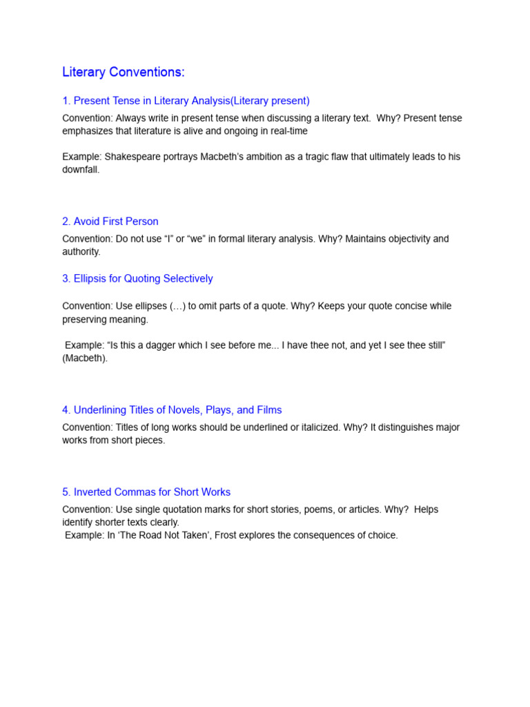 Key Literary Conventions Explained | PDF