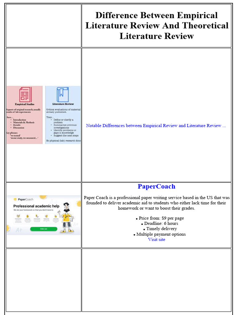 Difference Between Empirical Literature Review and Theoretical ...