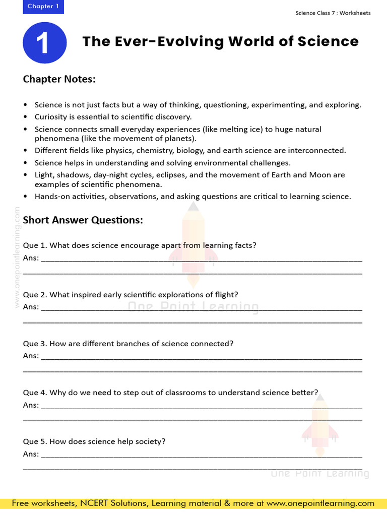 Class 7 Science Curiosity Chapter 1 The Ever Evolving World of Science ...