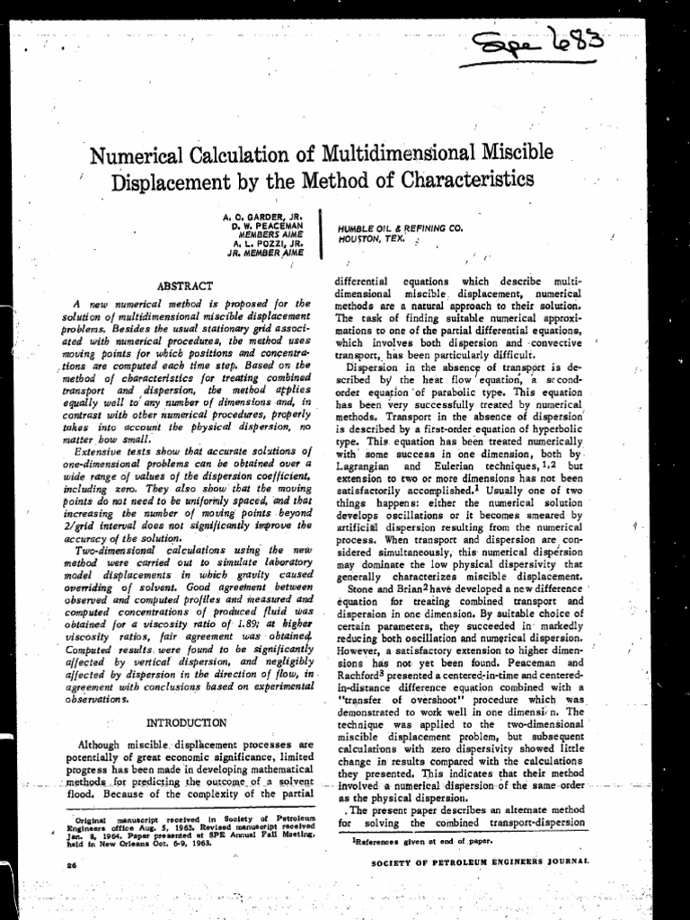 Numerical Method for Miscible Displacement | PDF | Viscosity | Equations