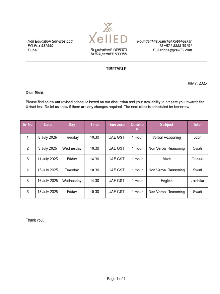 UKiset Test Preparation Timetable | PDF