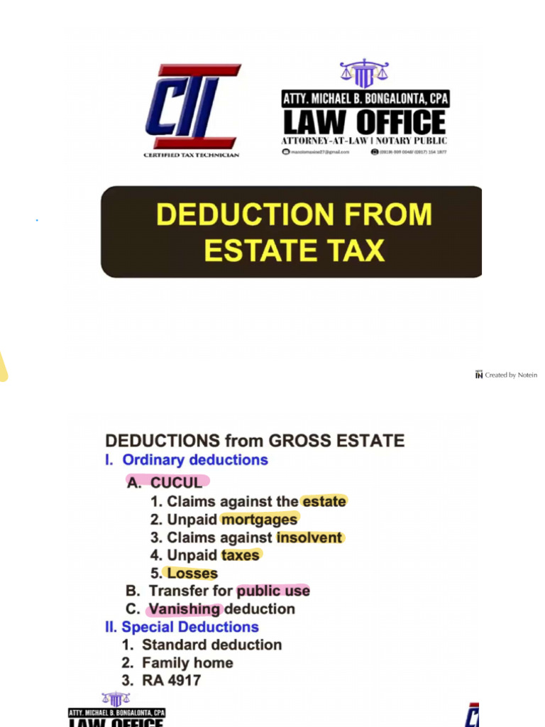 Ep 2.computation of Estate Tax Due and Payable | PDF