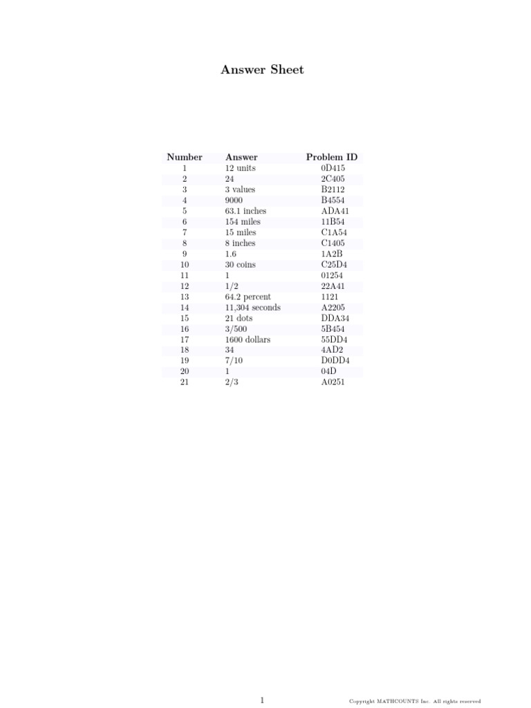 PreAlgebra D1-1 Answer Key | PDF | Currency | Numismatics