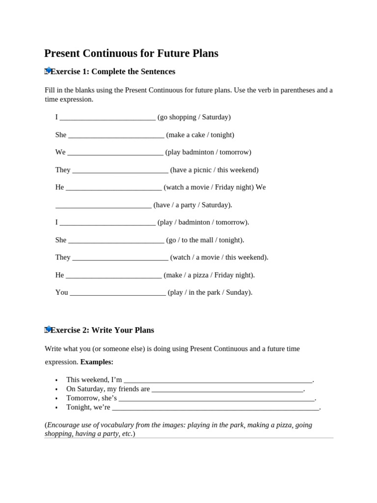 Present Continuous For Future Plans | PDF