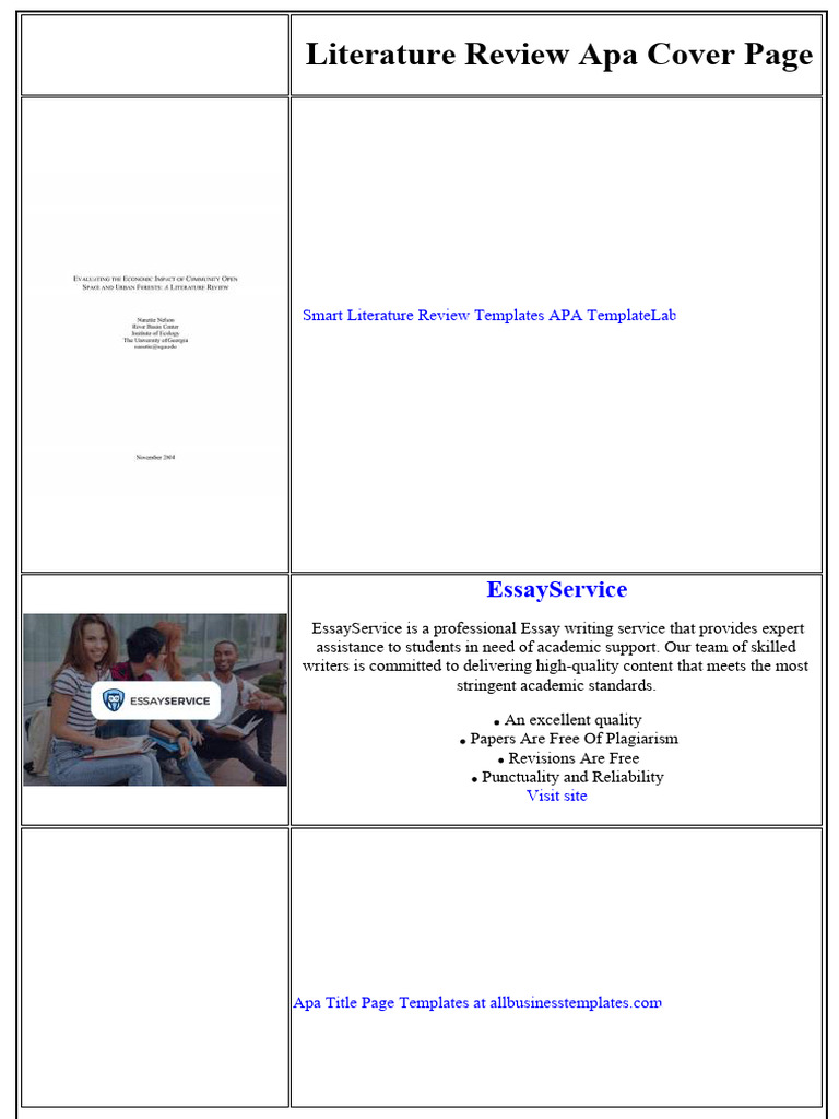 Literature Review Apa Cover Page | PDF | Apa Style | Citation