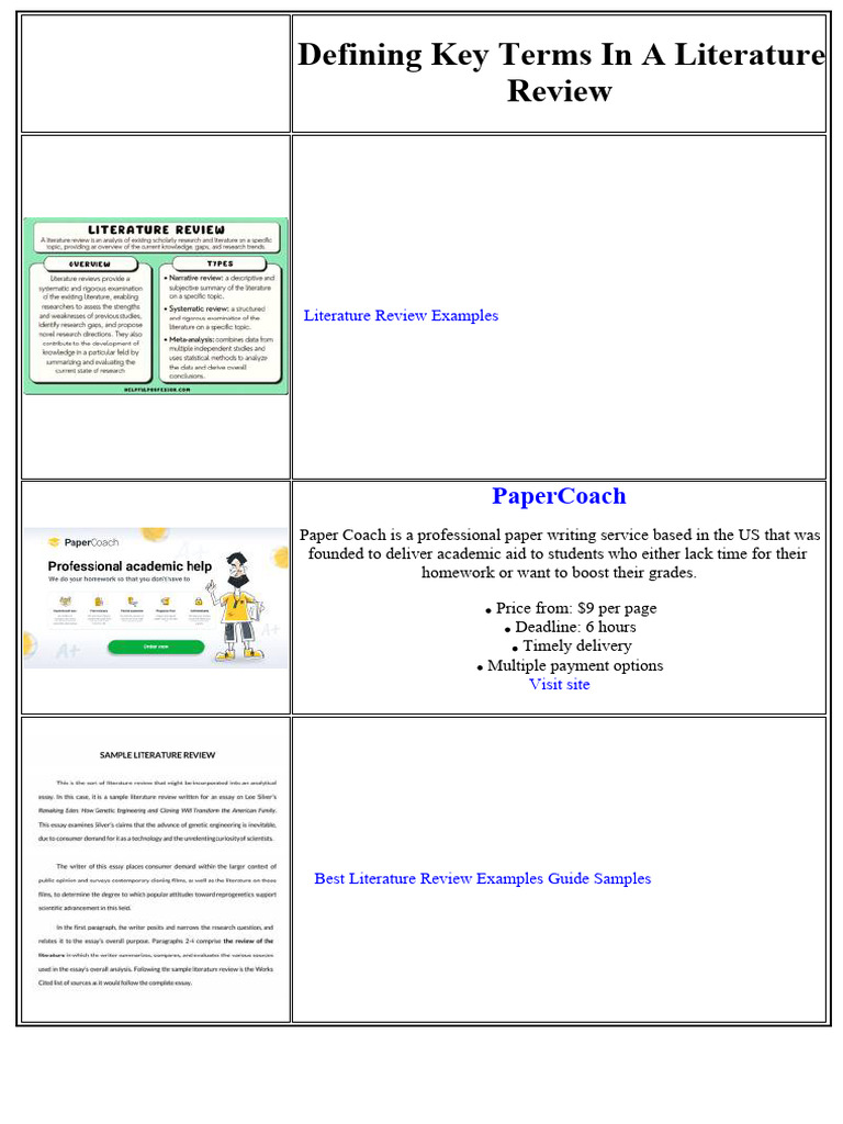 Defining Key Terms in A Literature Review | PDF | Essays | Thesis